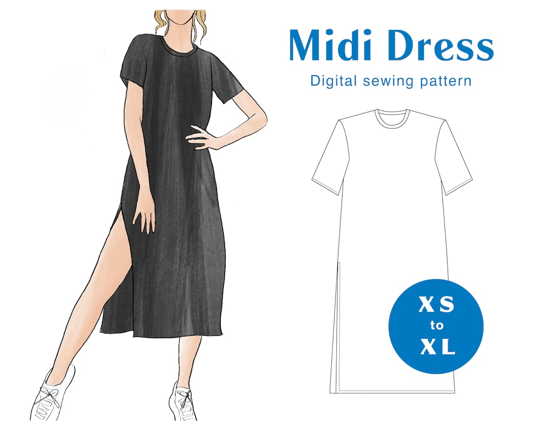 T-shirt Dress Sewing Pattern - XS-XL - PDF Instant Download - Women's ...