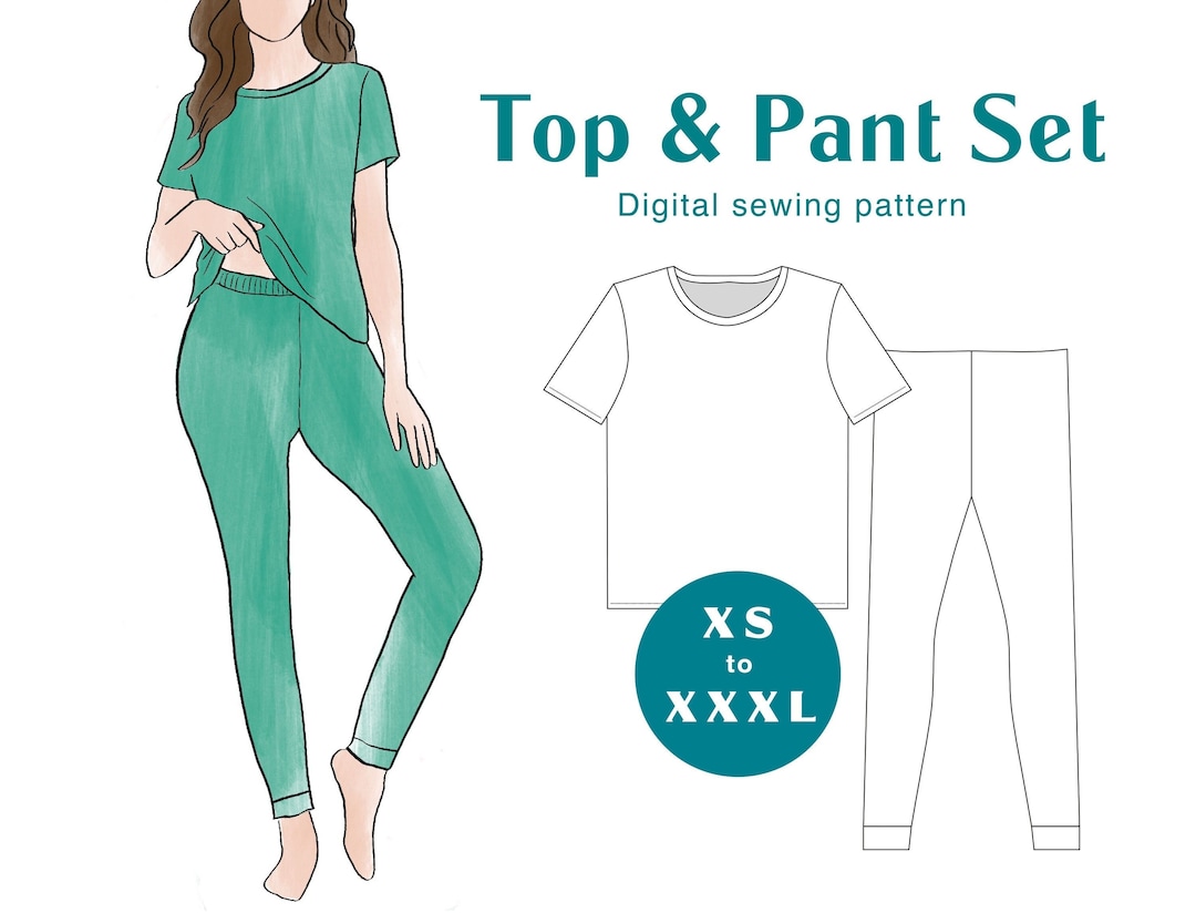 Nightwear Set Sewing Pattern - XS-XXXL - PDF Instant Download - Fitted ...