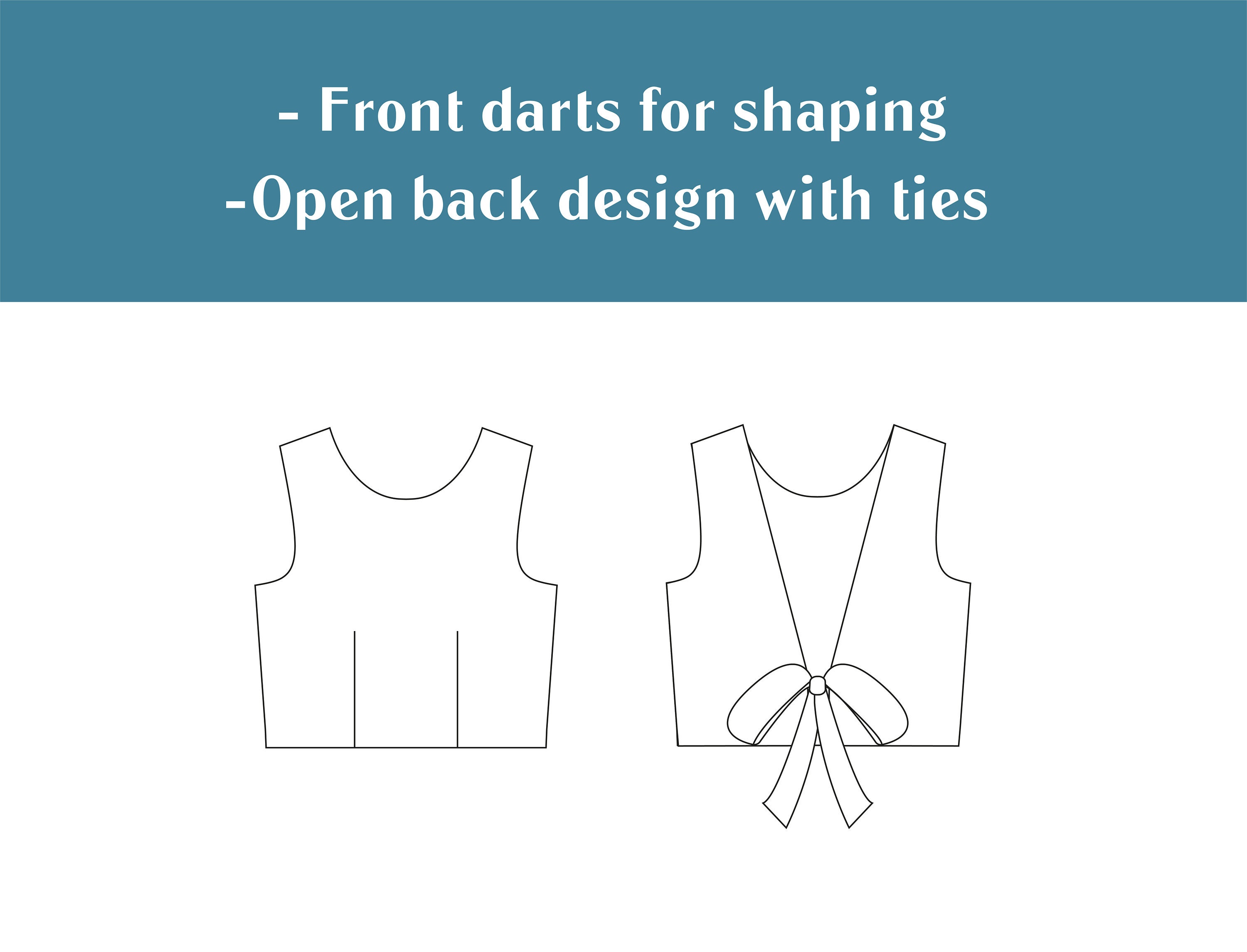 Open Back Top Sewing Pattern - XS-XXXL - PDF Instant Download - Women's ...