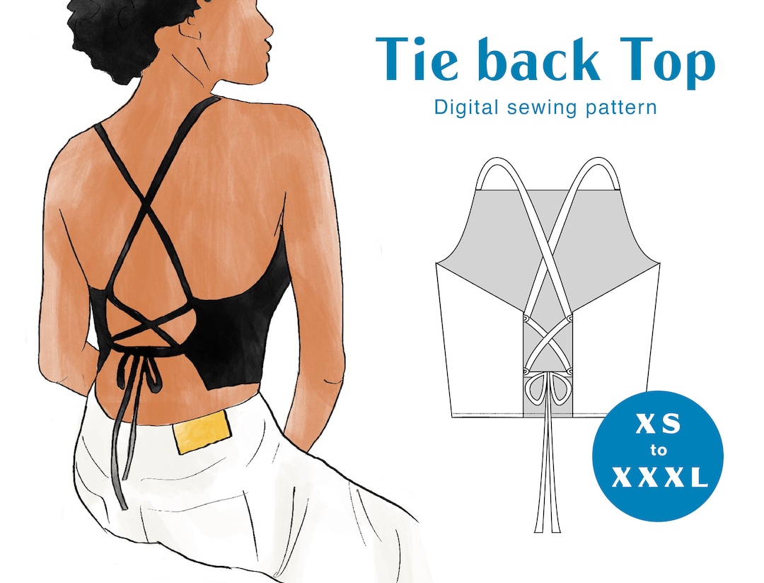 Open Back Tie Top Sewing Pattern XS-XXXL PDF Instant - Etsy