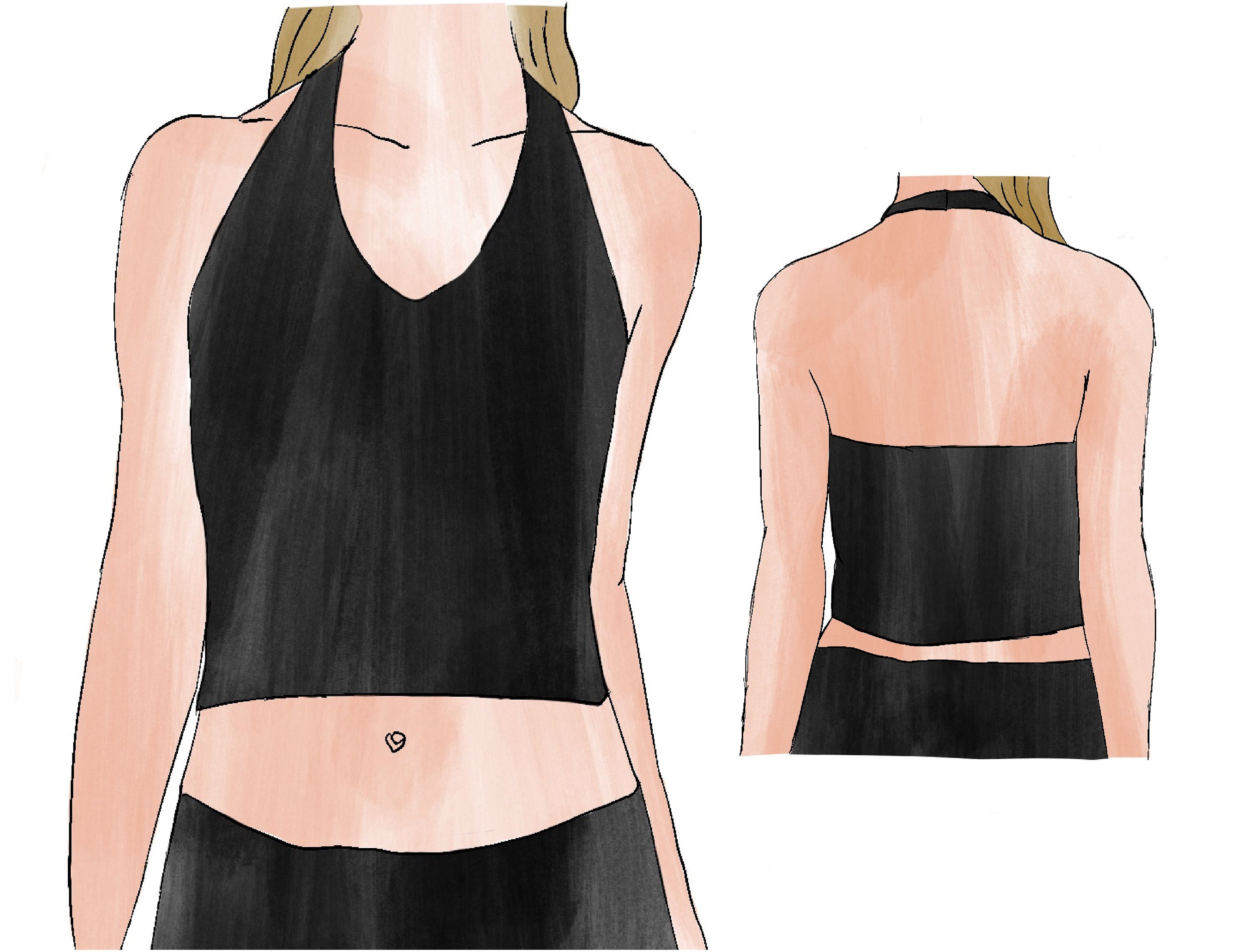 Halter Top Sewing Pattern - XS-XXXL - PDF Instant Download - Fitted ...
