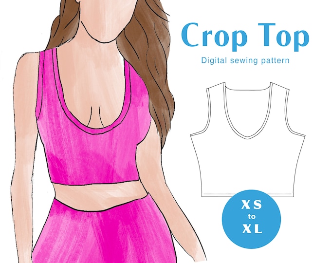 Crop Top Sewing Pattern | XS-XL | Instant Download | Easy Digital PDF ...