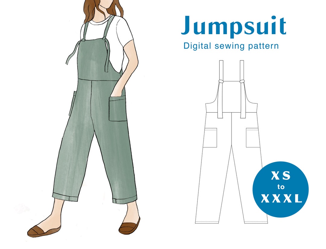 Jumpsuit Sewing Pattern - XS-XXXL - PDF Instant Download - Women's ...