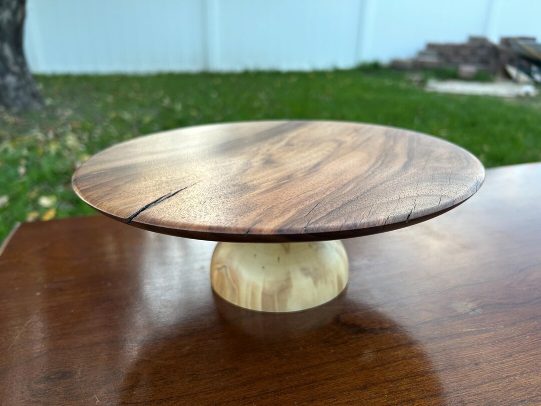 Walnut and Aspen Wood Cake Stand - Etsy