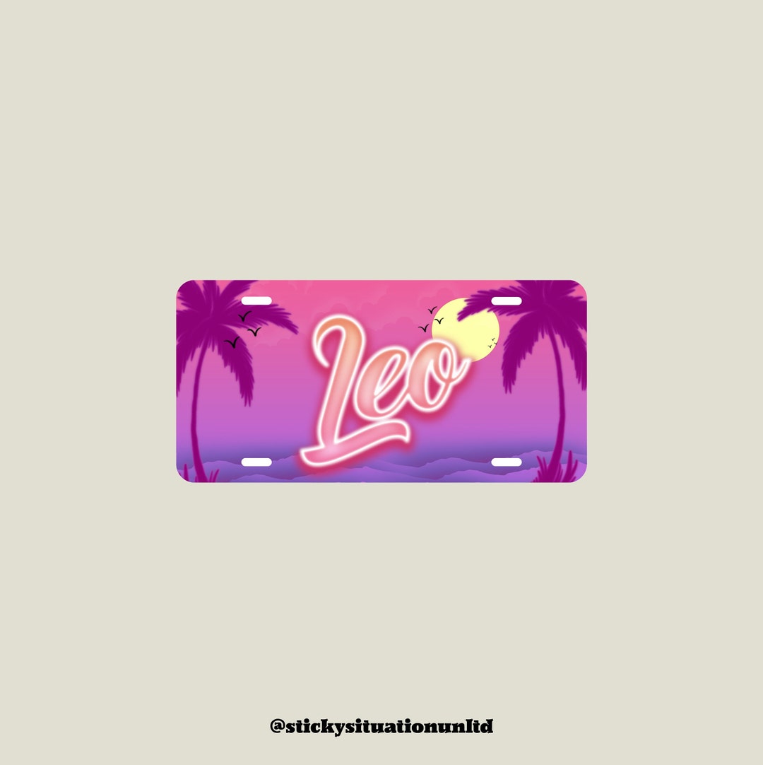 Leo Airbrush License Plate Sticker | Zodiac Sticker | Die Cut | Laptop ...