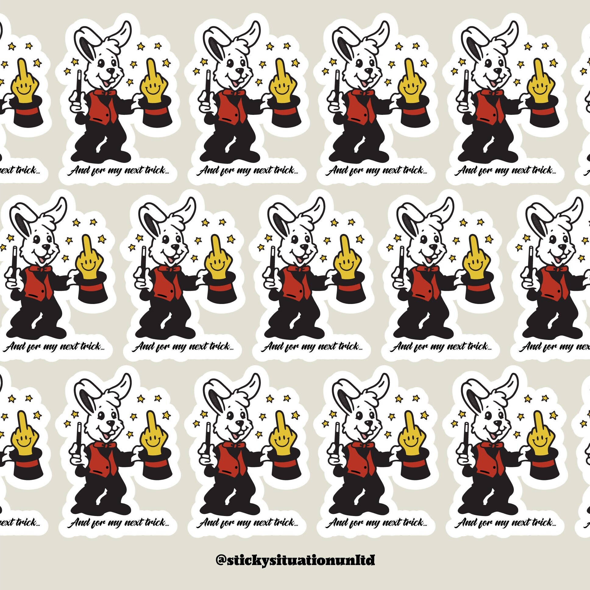 The Magician Vinyl Sticker Rabbit Sticker Bunny Laptop Sticker Water ...