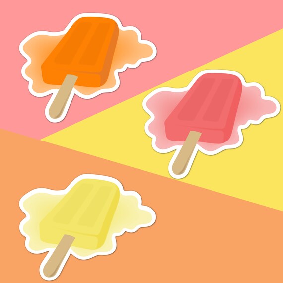Yellow Melting Ice Pop Sticker Paper & Party Supplies etna.com.pe