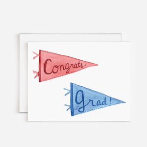 Congrats Grad! Pennant Banners Watercolor Graduation Card - Etsy