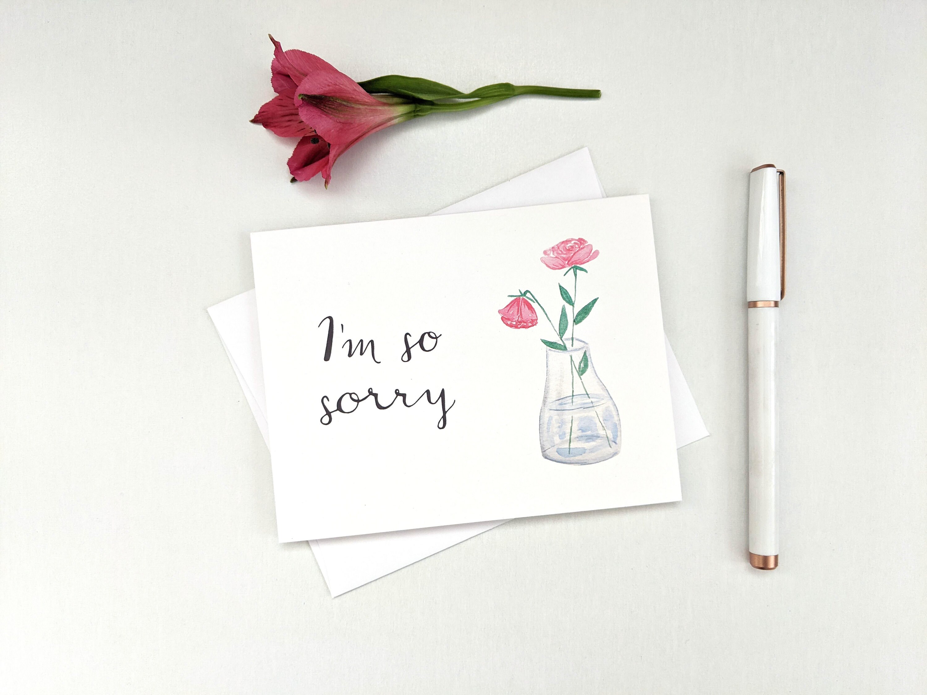I'm so Sorry Watercolor Roses Condolence Card | Floral Sympathy Card - Etsy
