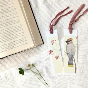 Watercolor Art Print Bookmarks With Silk Chiffon Ribbon | Bird ...