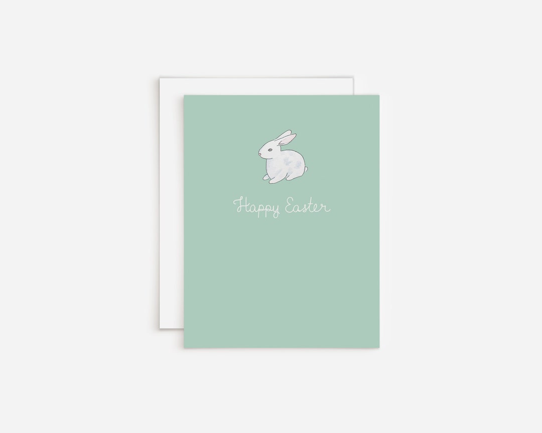 Happy Easter Watercolor Bunny Greeting Card - Etsy