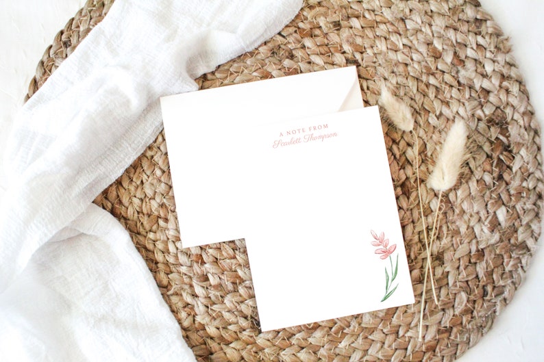 Pink Watercolor Flowers Personalized Stationery Set | Pink Floral ...
