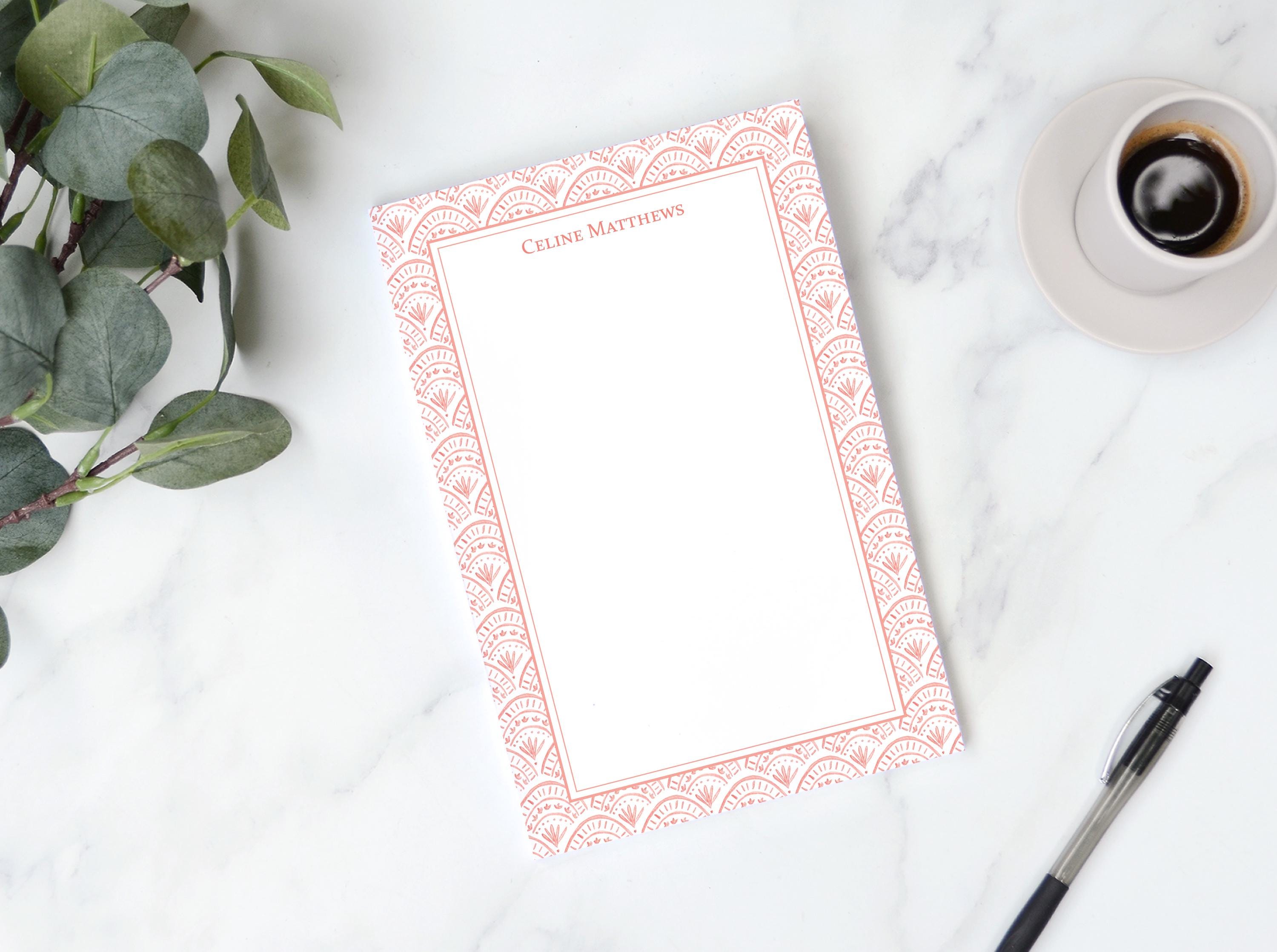 Personalized Notepad With Watercolor Scallop Patterned Border | 5.5x8.5 ...