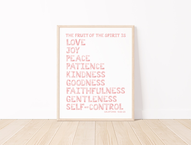 The Fruit of the Spirit Bible Verse Art Print 11x14 in Pink or Blue ...