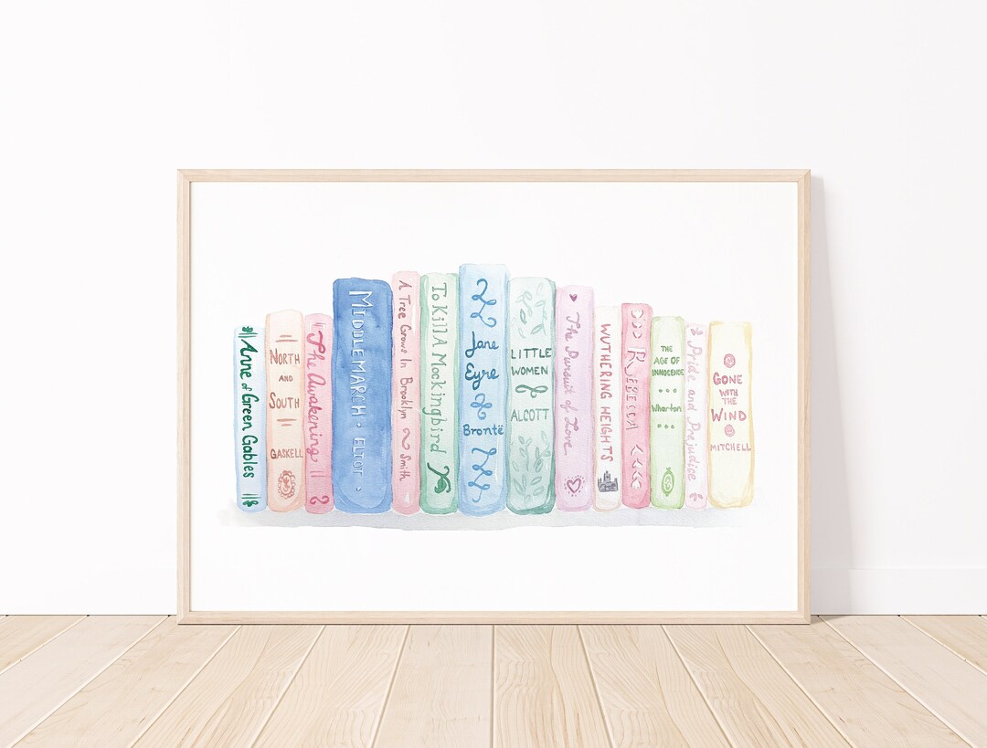 Classic Books by Women Literary Watercolor Art Print | Colorful ...