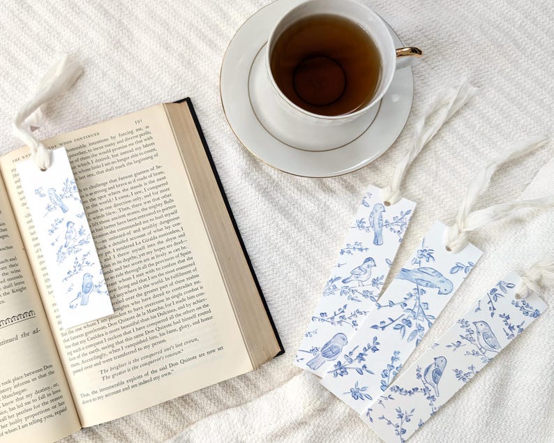 Watercolor Art Print Bookmarks With Silk Chiffon Ribbon | Bird ...