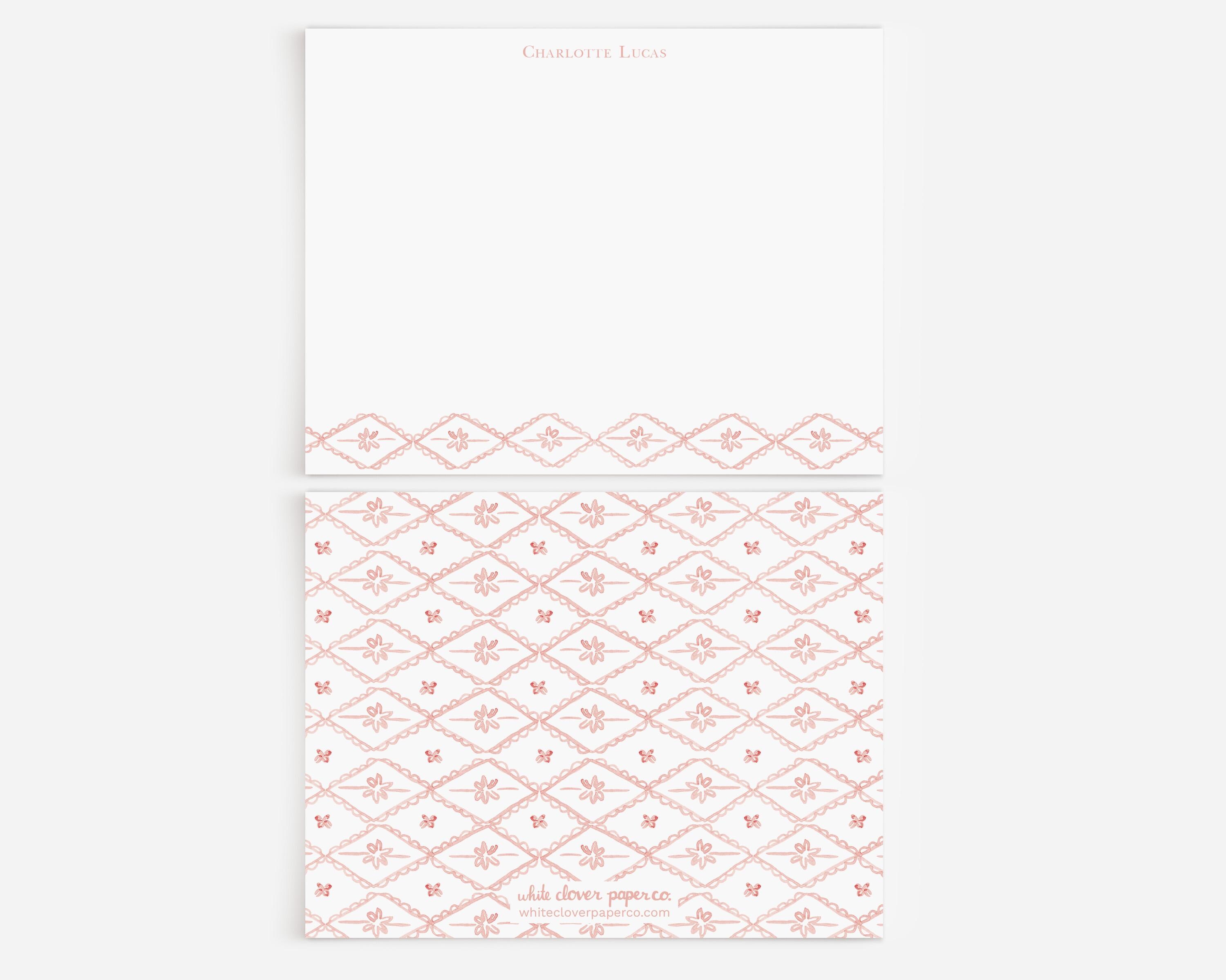 Diamonds and Flowers Personalized Watercolor Stationery Set | Dainty ...