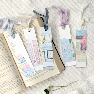 Watercolor Art Print Bookmarks With Silk Chiffon Ribbon | Book Themed ...