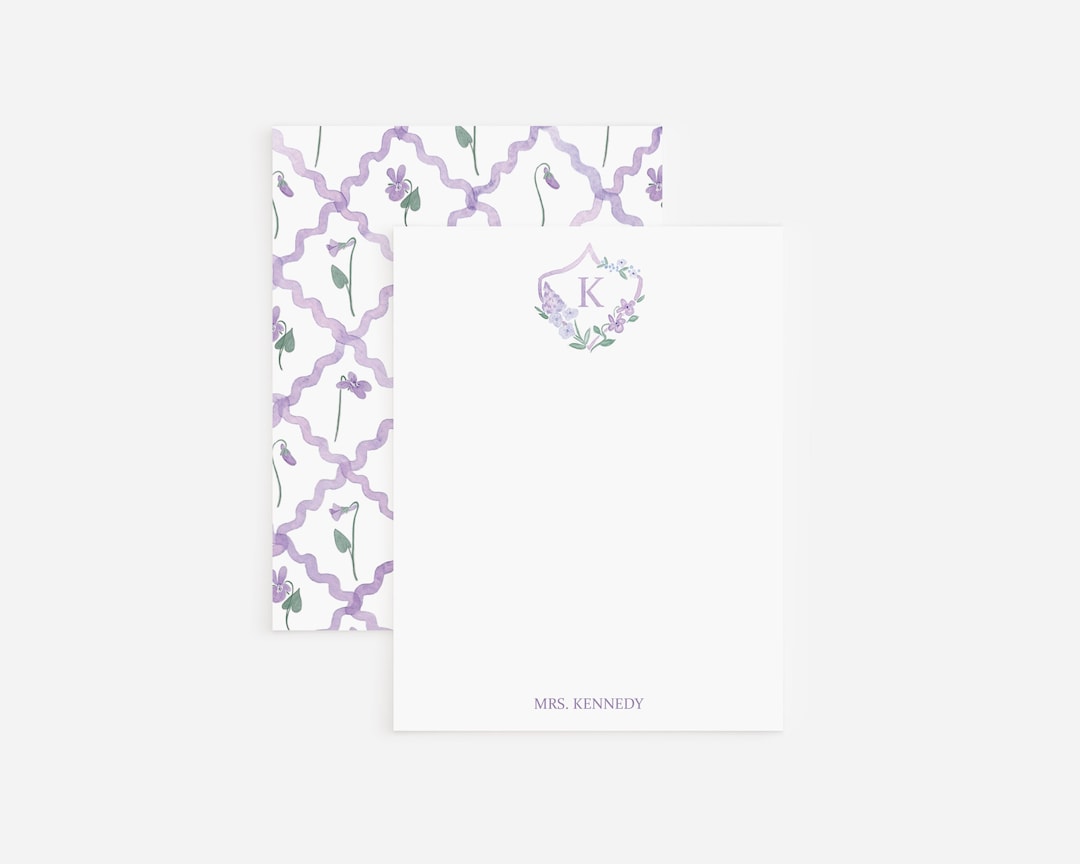 Personalized Watercolor Stationery Set | Set of Monogrammed Flat Cards ...