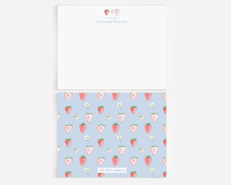 Watercolor Strawberries Personalized Stationery Set | Feminine Note ...