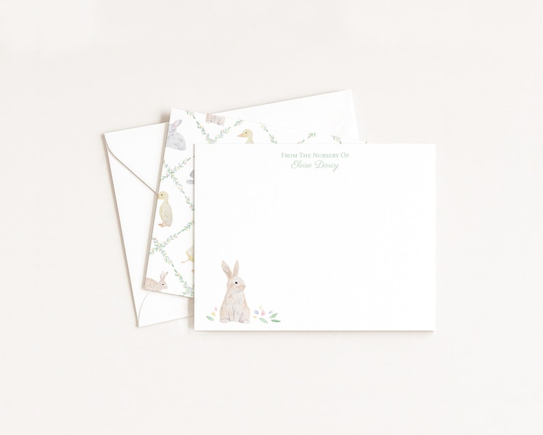 Bunnies and Ducklings Personalized Nursery Stationery | Custom Baby ...