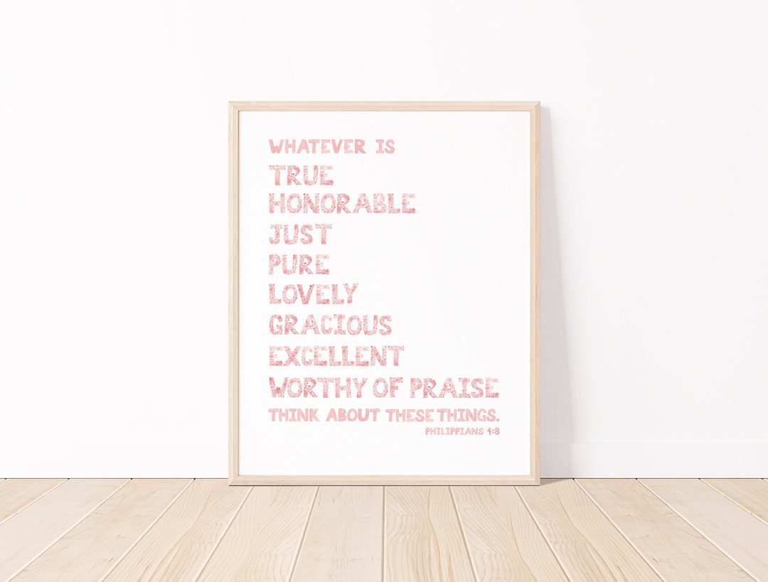 Philippians 4:8 Bible Verse Art Print | Whatever is True Christian Wall ...