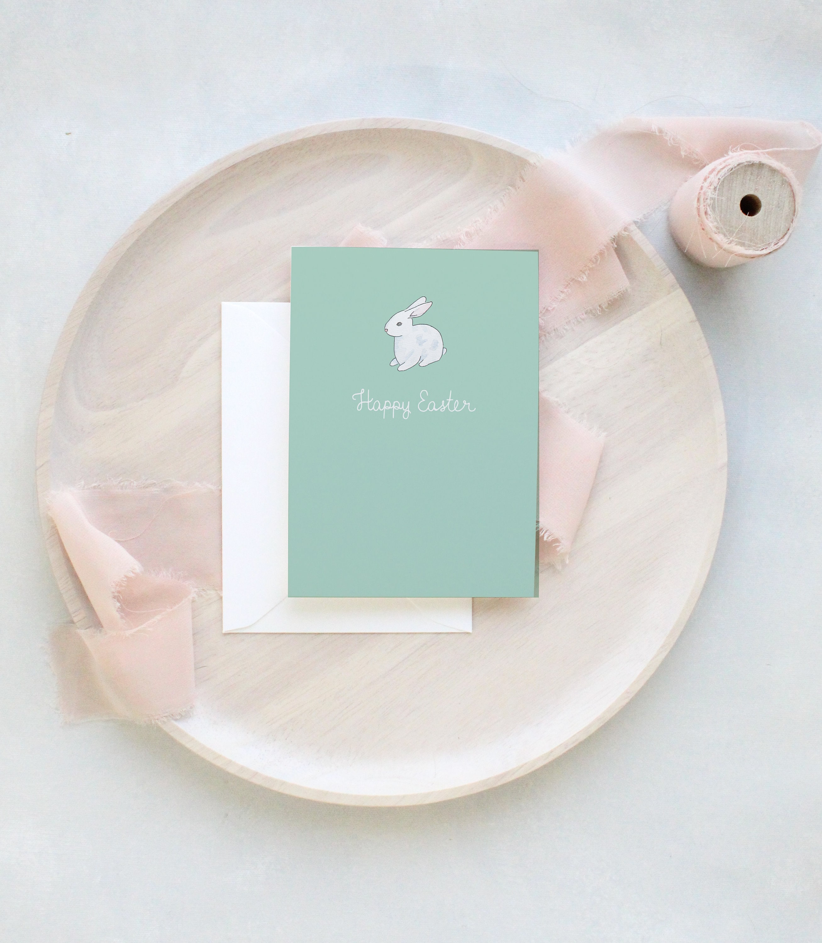 Happy Easter Watercolor Bunny Greeting Card - Etsy