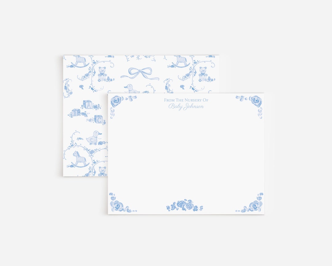 Baby Toile Personalized Nursery Stationery | Custom Baby Stationery ...