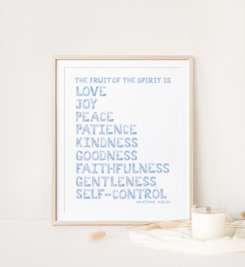 The Fruit of the Spirit Bible Verse Art Print 11x14 in Pink or Blue ...
