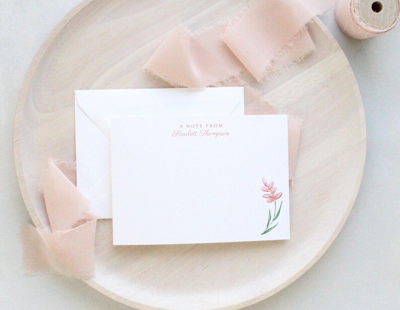 Pink Watercolor Flowers Personalized Stationery Set | Pink Floral ...