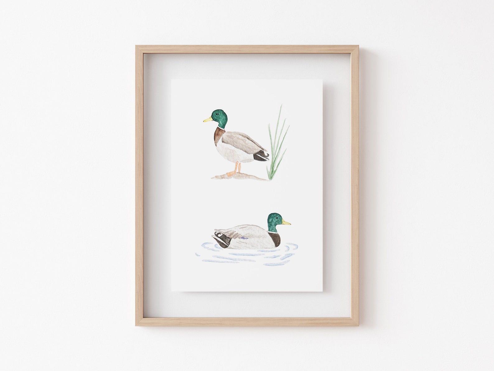 Mallard Ducks Tiny 5x7 Watercolor Art Prints | Duck Nursery Wall Art ...