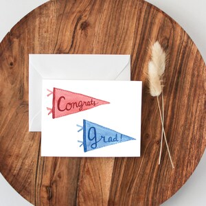 Congrats Grad! Pennant Banners Watercolor Graduation Card - Etsy