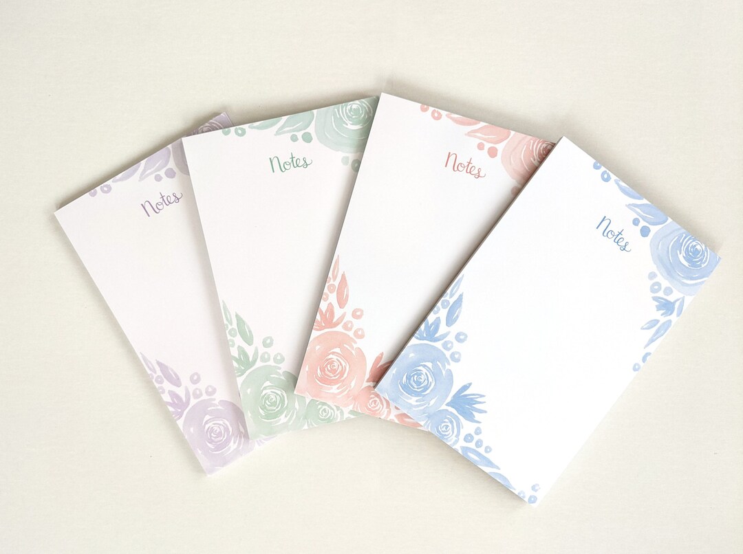 Watercolor Roses Floral Notepad - Etsy