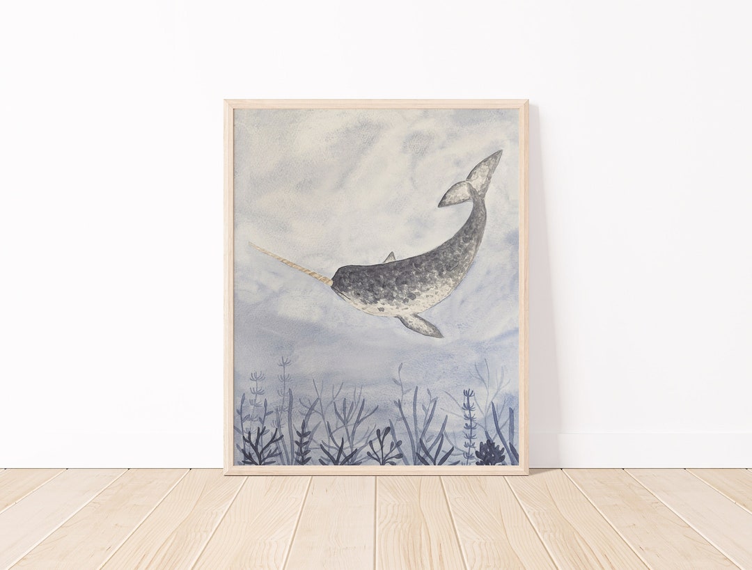 Narwhal Watercolor Art Print | 11x14 Sea Life Print | Whale Nursery Art ...