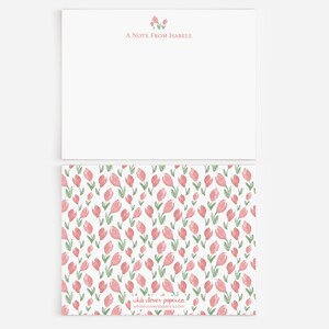 Tiny Tulip Flowers Personalized Stationery Set in Pink, Blue, Yellow ...