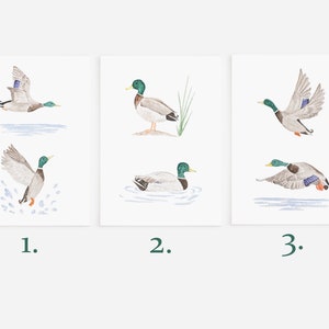 Mallard Ducks Tiny 5x7 Watercolor Art Prints | Duck Nursery Wall Art ...