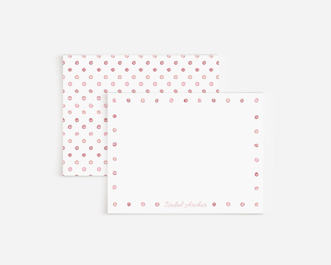 Pink Polka Dots Personalized Watercolor Stationery Set | Custom Pink ...