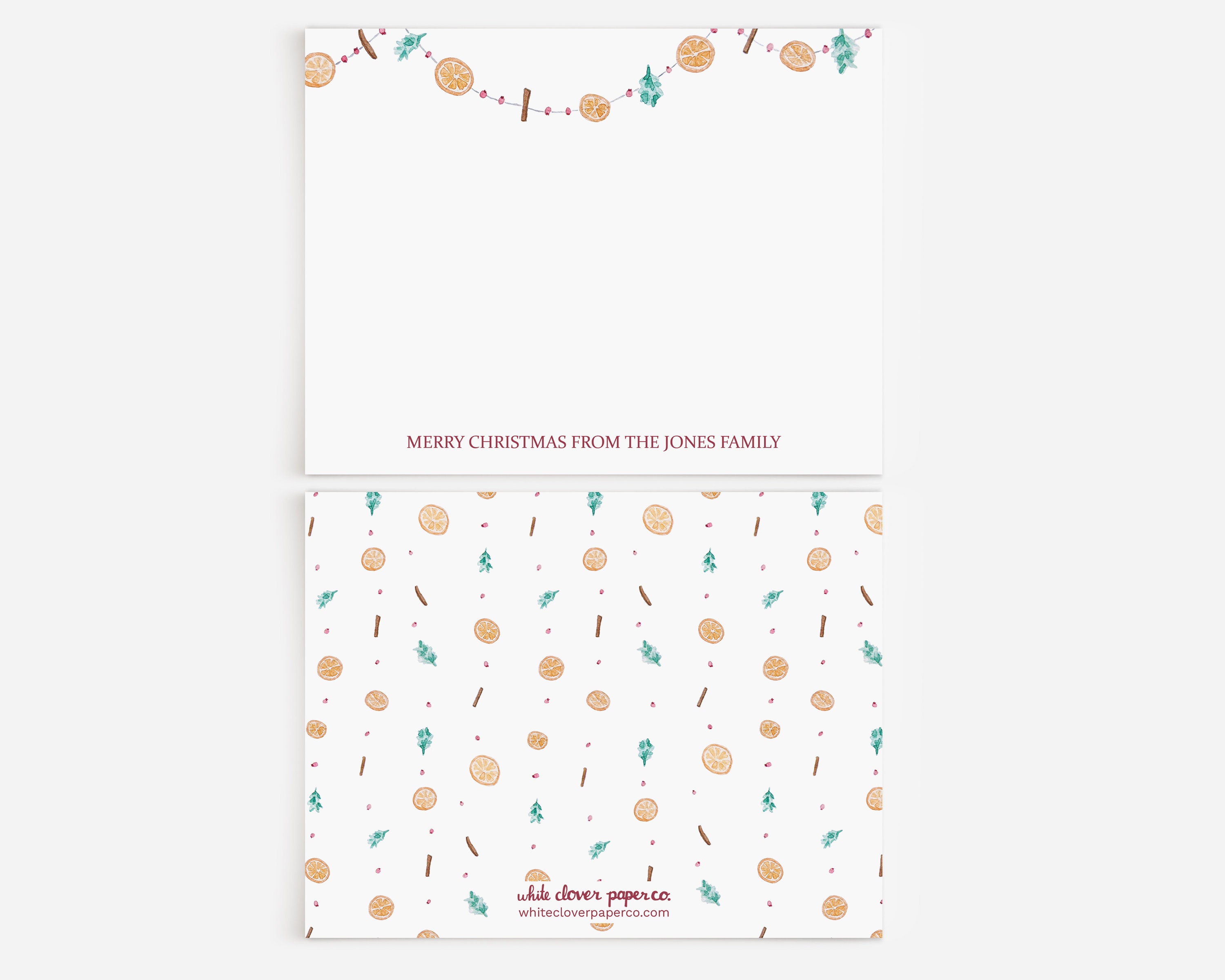 Natural Christmas Garland Personalized Watercolor Stationery Set ...