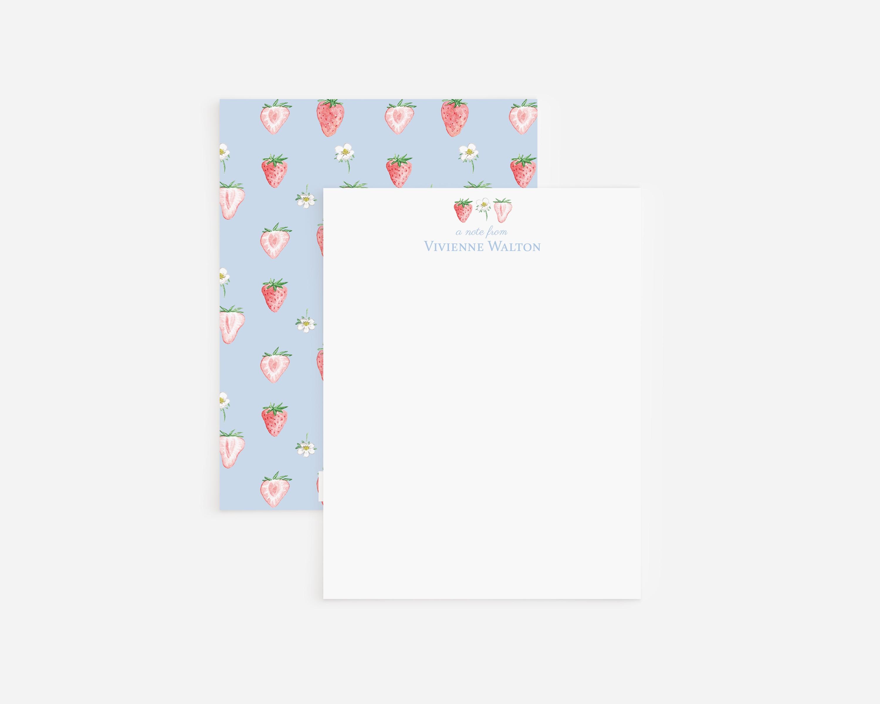 Watercolor Strawberries Personalized Stationery Set | Feminine Note ...