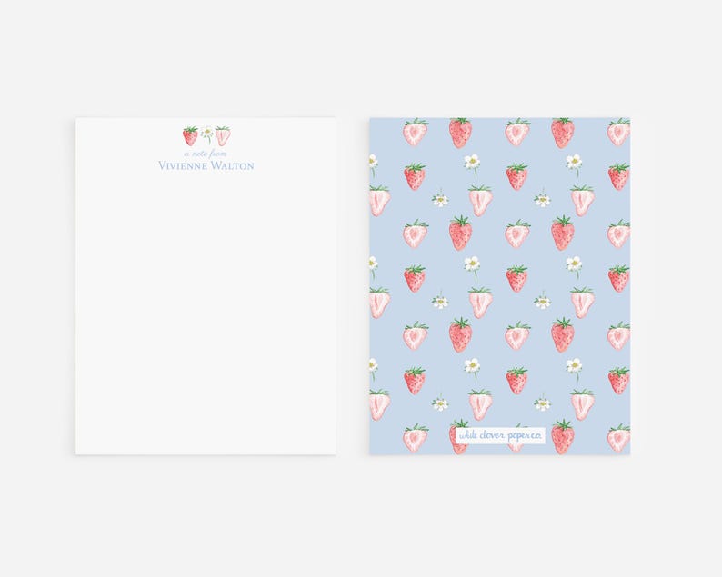 Watercolor Strawberries Personalized Stationery Set | Feminine Note ...