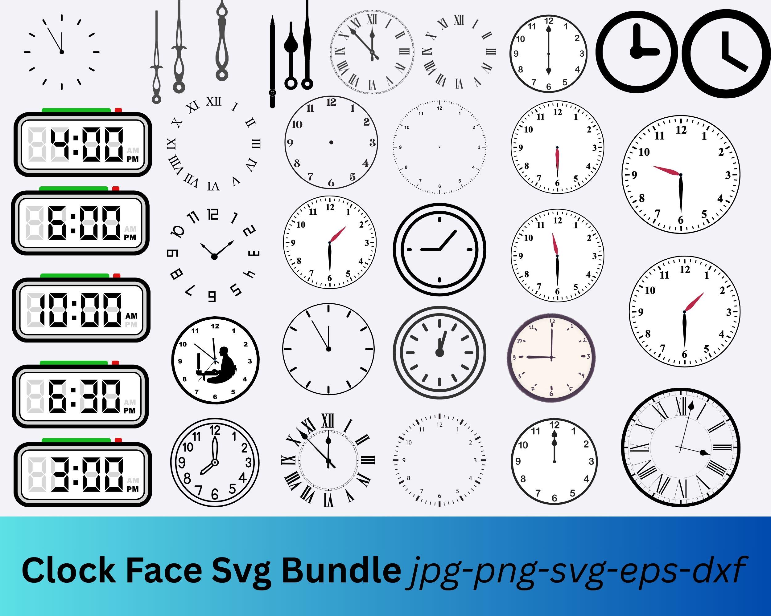 CLOCK FACE SVG Bundle,clock Numbers,roman Numeral Clock,clock Face Png,cute Clock Face Svg ...