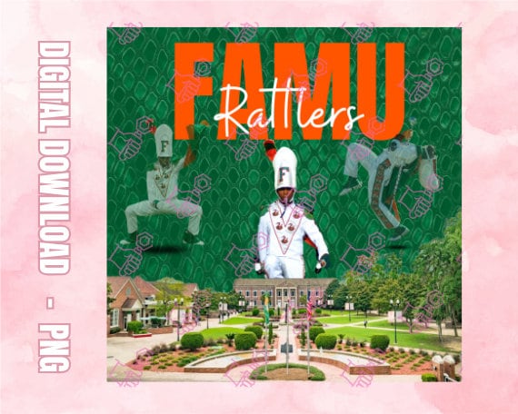FAMU M100 Tribute PNG Sublimation 20oz Skinny Tumbler Seamless Wrap ...