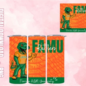 FAMU Mascot PNG Sublimation 20oz Skinny Tumbler Seamless Wrap Straight ...