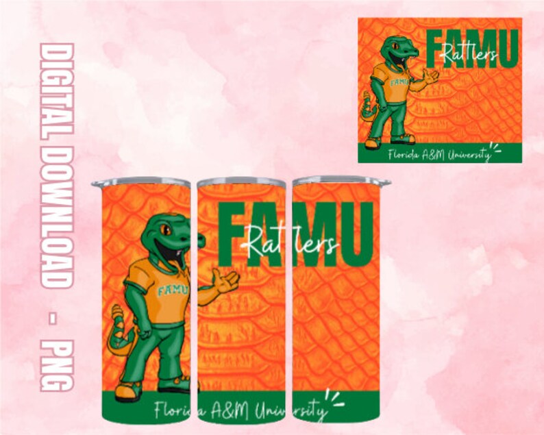 FAMU Mascot PNG Sublimation 20oz Skinny Tumbler Seamless Wrap Straight ...