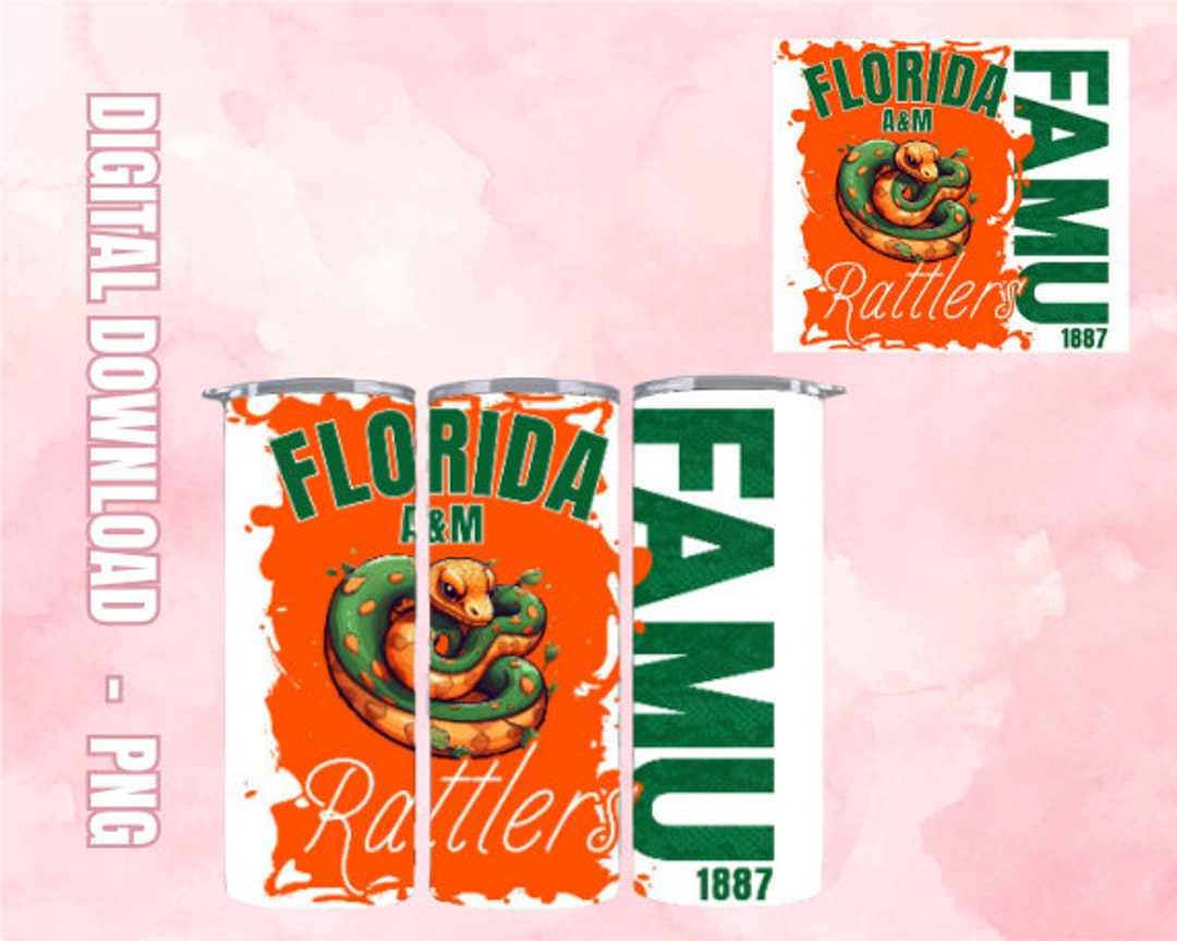 FAMU Florida A&M Rattlers PNG Sublimation 20oz Skinny Tumbler Seamless ...