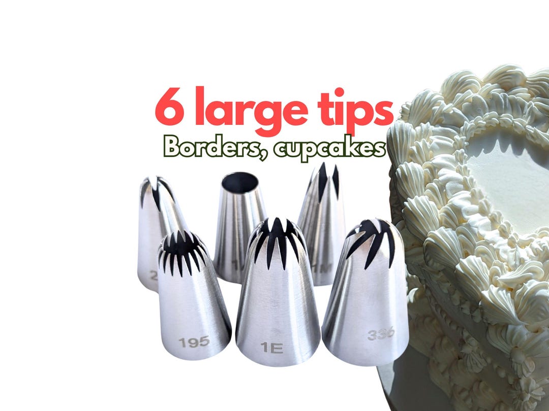 Set of 6 Large Piping Tips Border Vintage Cake Cupcake Swirls Lambeth ...