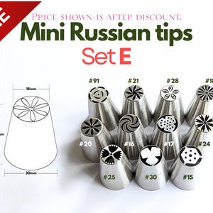 Mini Super Mini Russian Piping Tips Regular and Other Sizes Buttercream ...