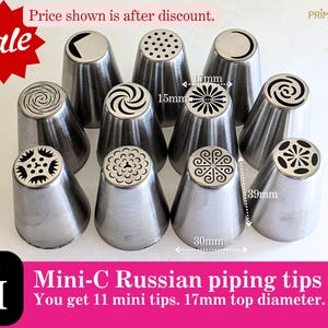 Mini Super Mini Russian Piping Tips Regular and Other Sizes Buttercream ...
