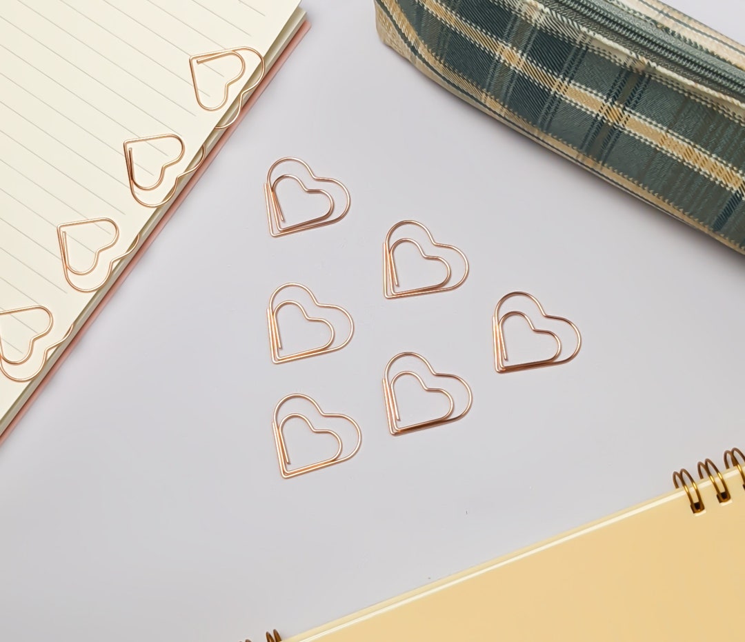 Heart Paper Clipsrose Gold Paper Clipsstationary Clipsclips - Etsy
