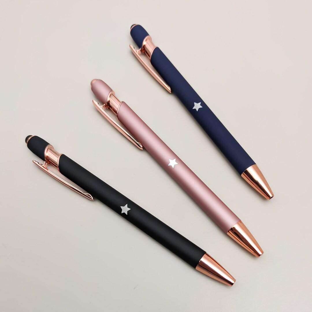 Star Pen Set: Rose Gold Trim, Black Ink (pack of 3) - Etsy UK